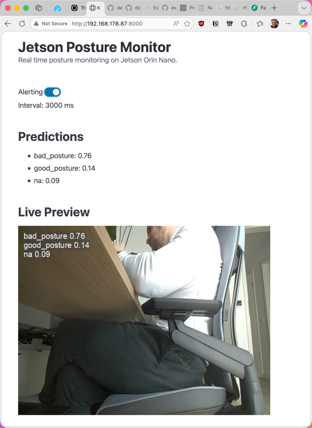YOLO Posture Detection on Jetson: FastAPI Web UI & Alerts